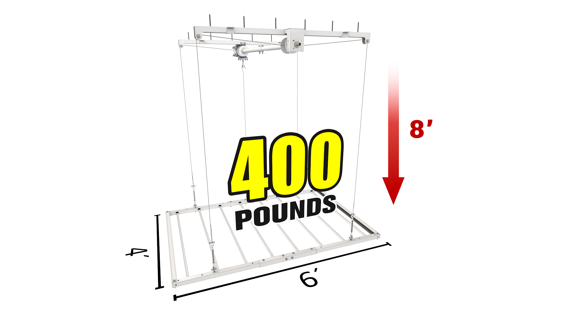4x6 Ceiling Storage Lift | E-Z Lift 9’ Drop – 400 lb Capacity